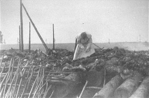 A Soviet Investigator Views Remains of Victims at Maly Trostenets