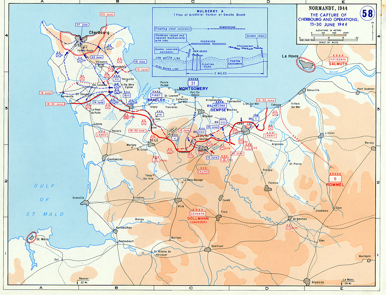 Map Of The Allied Landings In Normandy Jewish Virtual Library Map Of The Allied Landings In Normandy Jewish Virtual Library